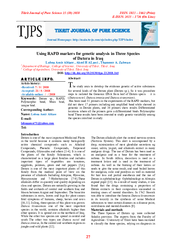 (PDF) Tikrit Journal of Pure Science Journal Homepage: http://main.tu ...