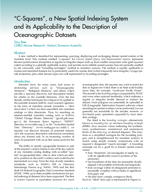(PDF) C-Squares," A New Spatial Indexing System and its Applicability to the Description of ...