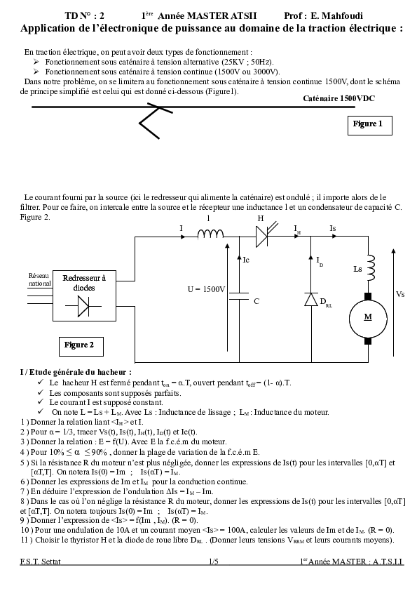 (DOC) TD2 Electronique de puissance 1ère Année MASTER ATSII