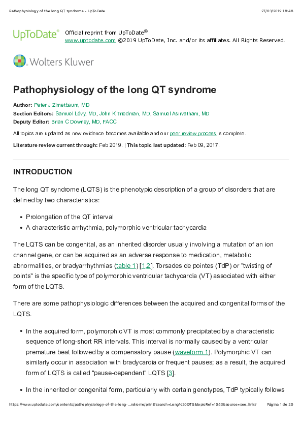 (PDF) Pathophysiology of the long QT syndrome