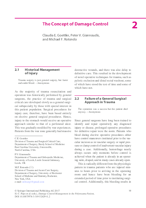 (PDF) Damage Control Management in the Polytrauma Patient