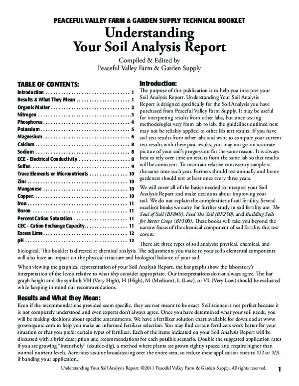 (PDF) Understanding Your Soil Analysis Report. Understanding Your Soil ...