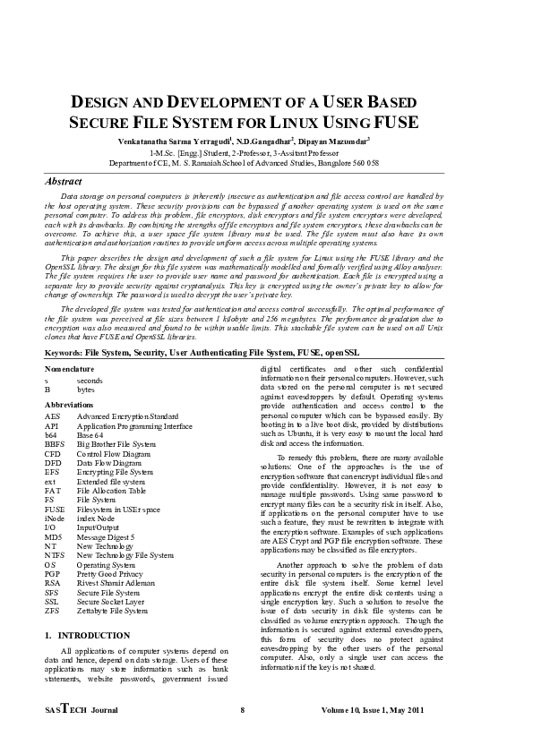 Pdf Design And Development Of A User Based Secure File System For