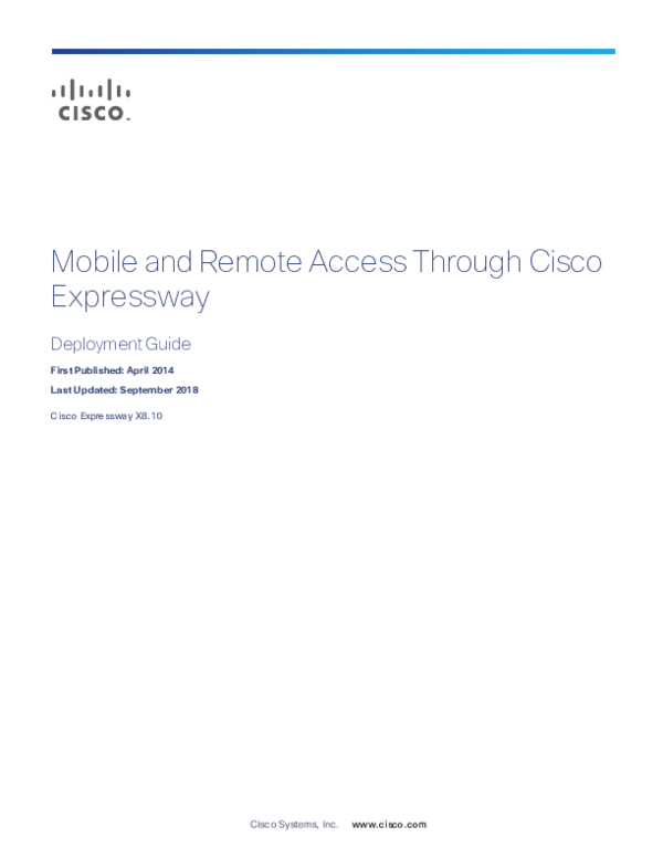 (PDF) Mobile and Remote Access Through Cisco Expressway Deployment Guide