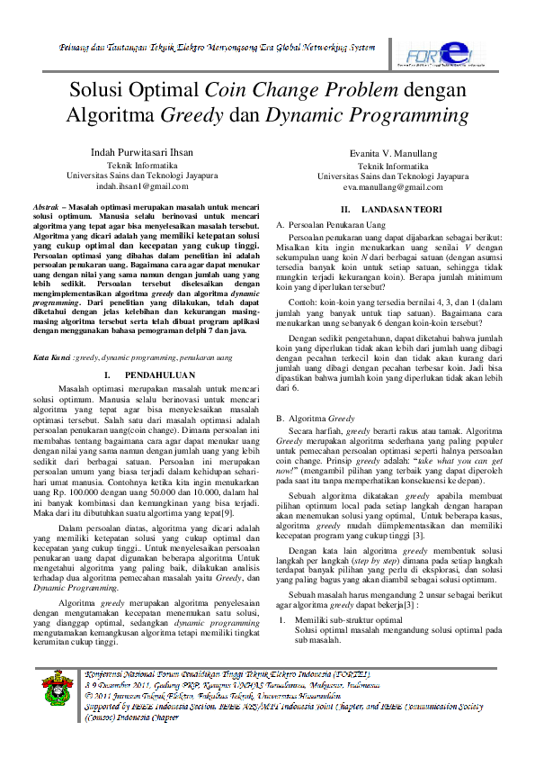 (PDF) Solusi Optimal Coin Change Problem dengan Algoritma Greedy dan Dynamic Programming