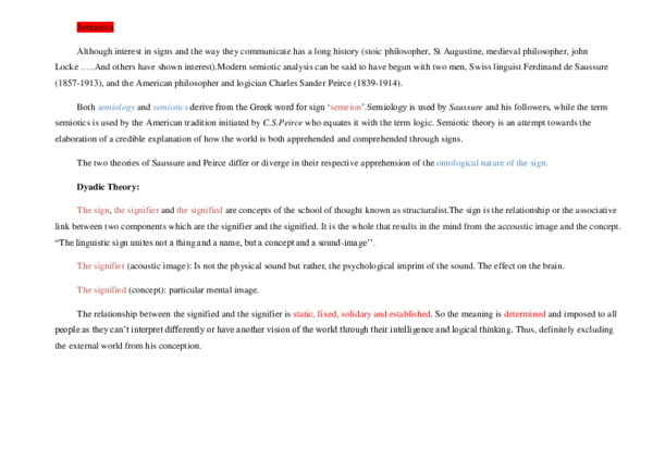 (DOC) Semiotics: Charles Sanders Pierce Sign