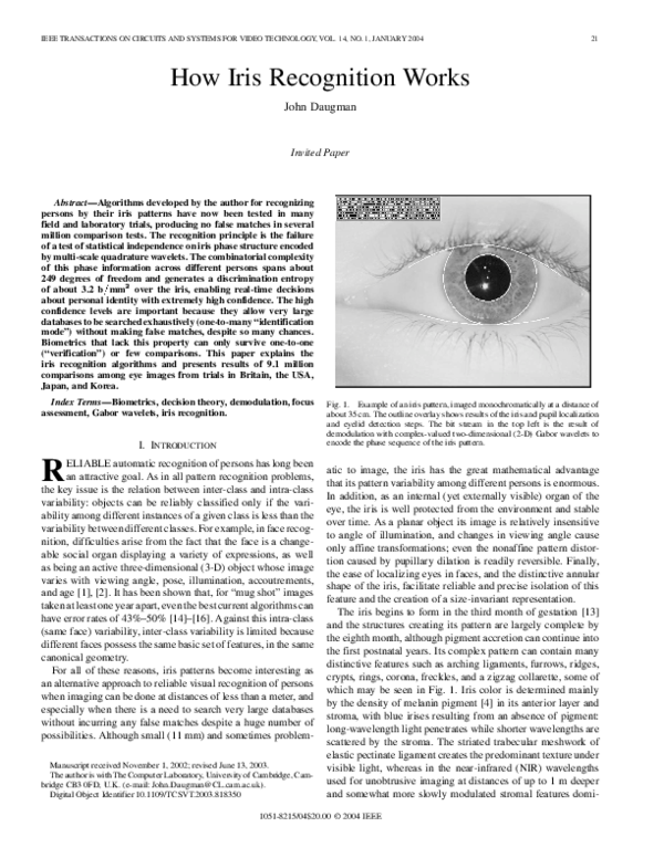 (PDF) How Iris Recognition Works