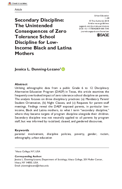 (PDF) Secondary Discipline: The Unintended Consequences of Zero ...