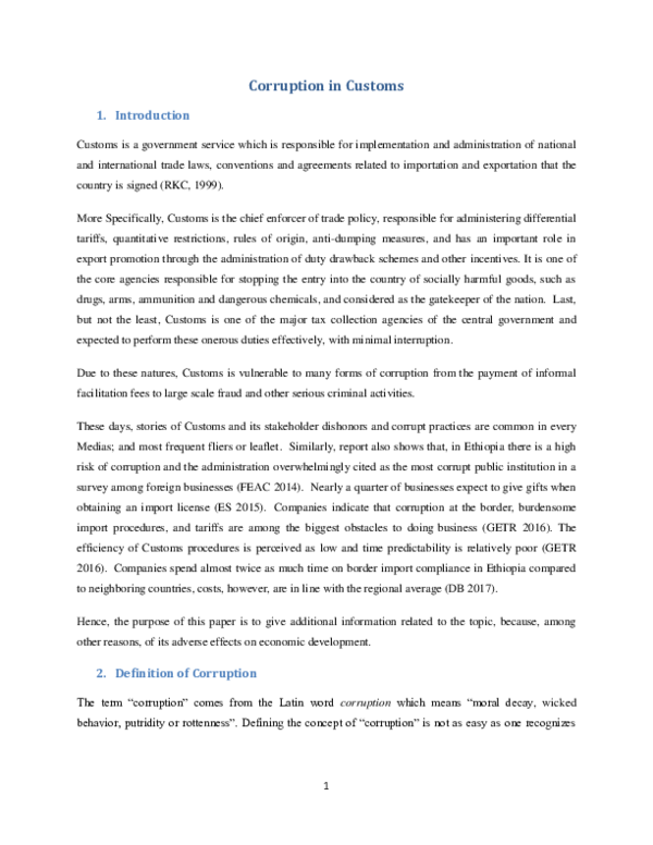 (DOC) Corruption in Customs