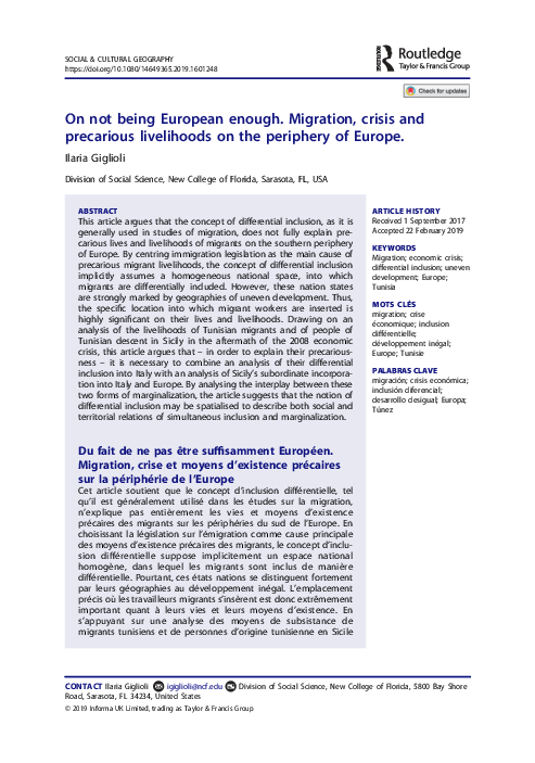 (PDF) Leaving Europe: New Crises, Entrenched Inequalities and ...