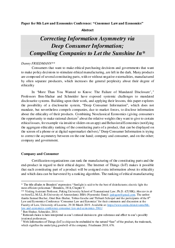 (PDF) Correcting Information Asymmetry via Deep Consumer Information ...