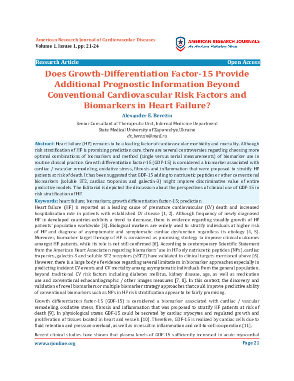 (PDF) Does Growth-Differentiation Factor-15 Provide Additional Prognostic Information Beyond ...