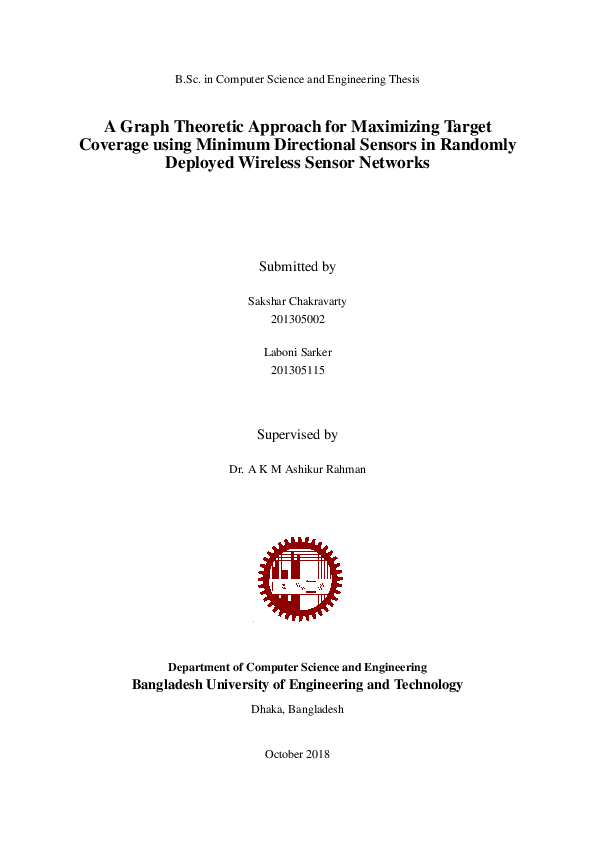 Pdf A Graph Theoretic Approach For Maximizing Target Coverage Using Minimum Directional