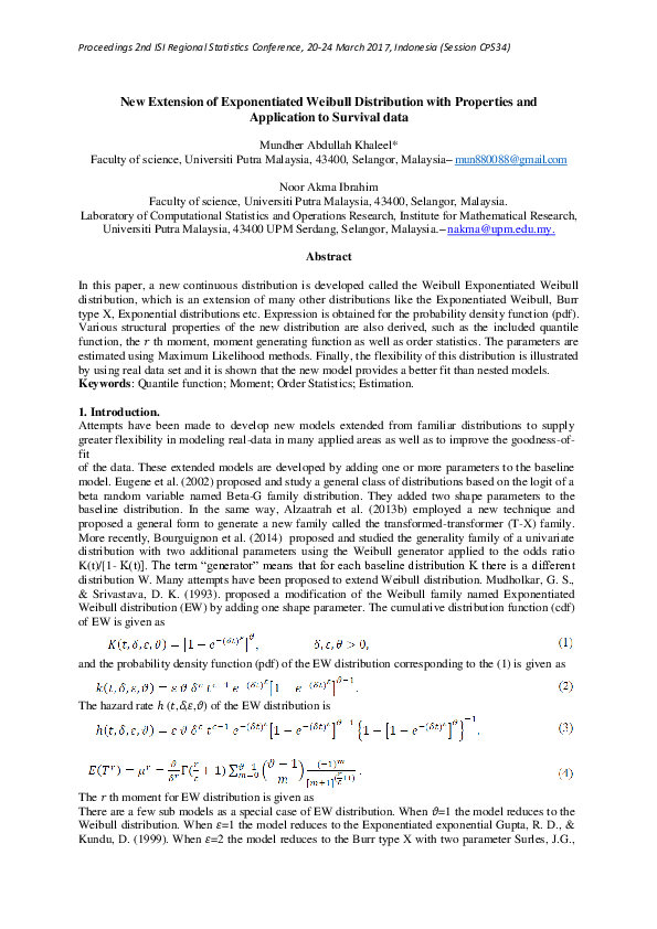 (PDF) New Extension of Exponentiated Weibull Distribution with ...