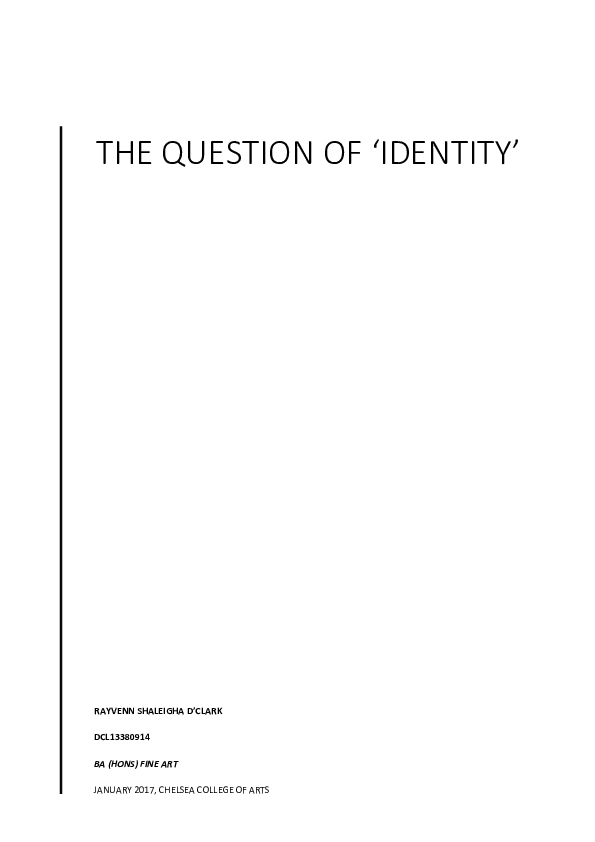 (PDF) The Question of 'Identity'