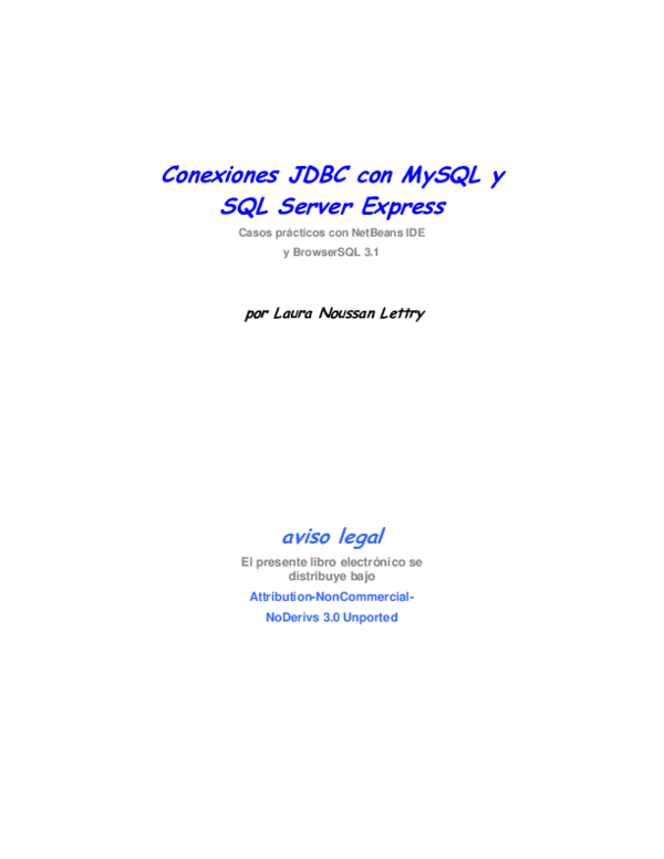 Pdf Conexiones Jdbc Con Mysql Y Sql Server Express Casos Prácticos Con Netbeans Ide