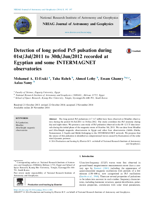 (PDF) Detection of long period Pc5 pulsation during 01st/ recorded at ...