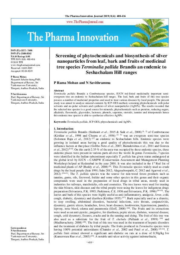 (PDF) Screening of phytochemicals and biosynthesis of silver ...