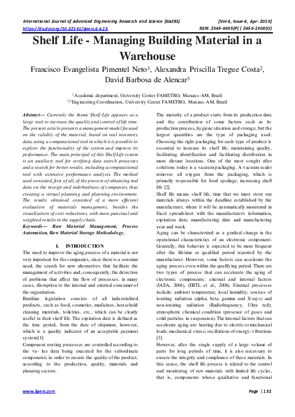 (PDF) Shelf Life -Managing Building Material in a Warehouse