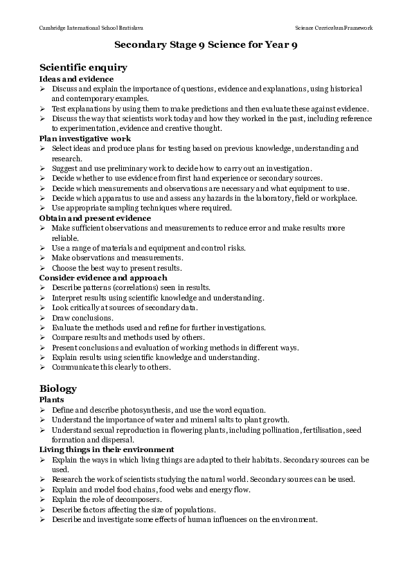 (PDF) Secondary Stage 9 Science for Year 9 Scientific enquiry