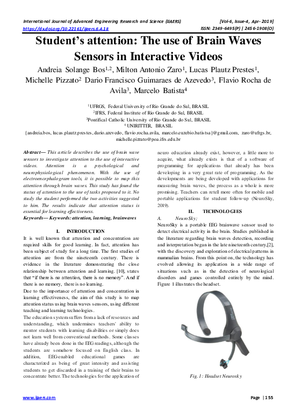 (PDF) Brain Wave Sensors for Interactive Video Attention