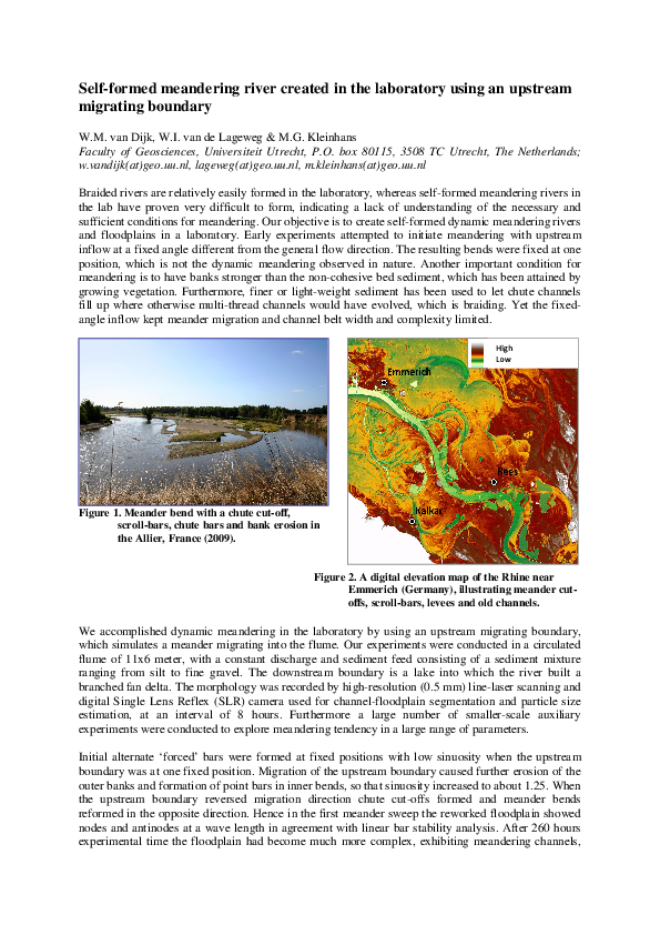 (PDF) Talk: Self-formed meandering river created in the laboratory ...