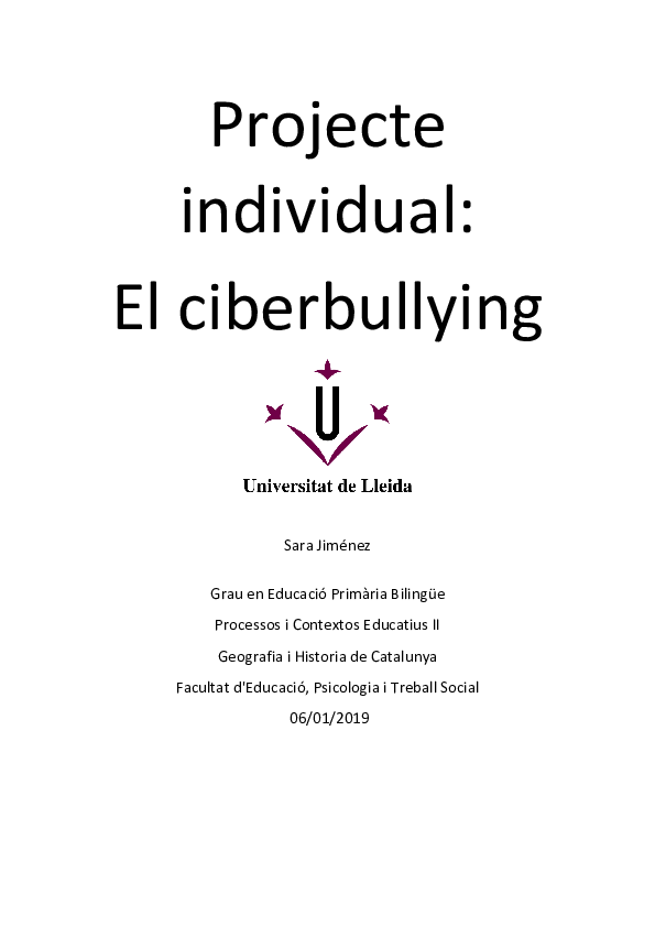 (PDF) Projecte individual: El ciberbullying