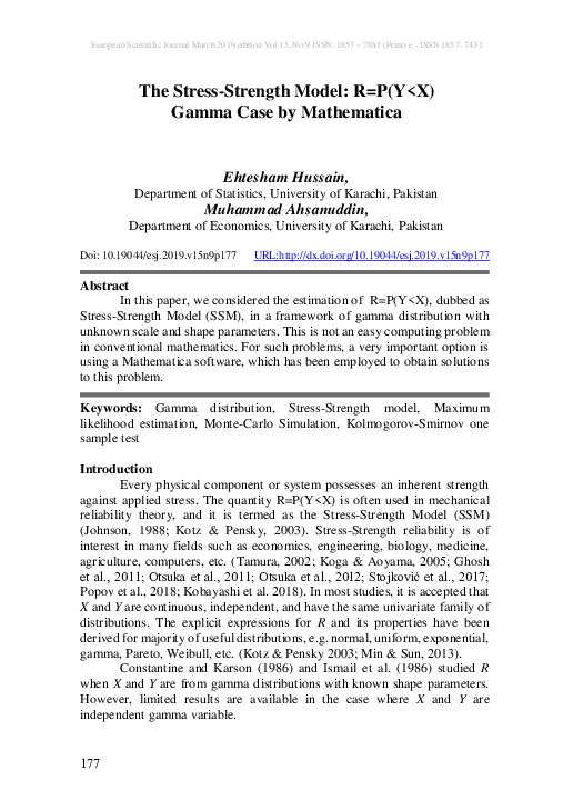 (PDF) The Stress-Strength Model: R=P(Y