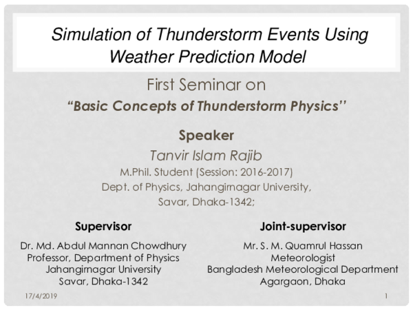 (PDF) "Simulation of Thunderstorm Events Using Weather Prediction Model ...