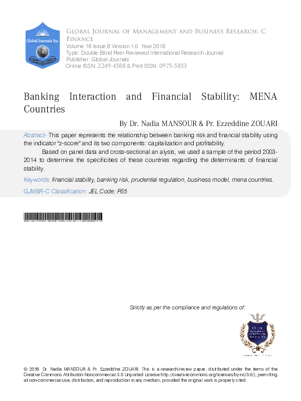 (PDF) Banking Interaction and Financial Stability: MENA Countries ...