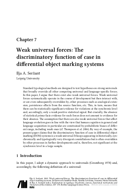(PDF) Weak universal forces. The discriminatory function of flagging in differential object ...