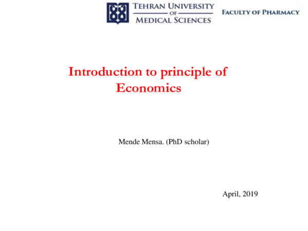 (PDF) Introduction to principle of Economics
