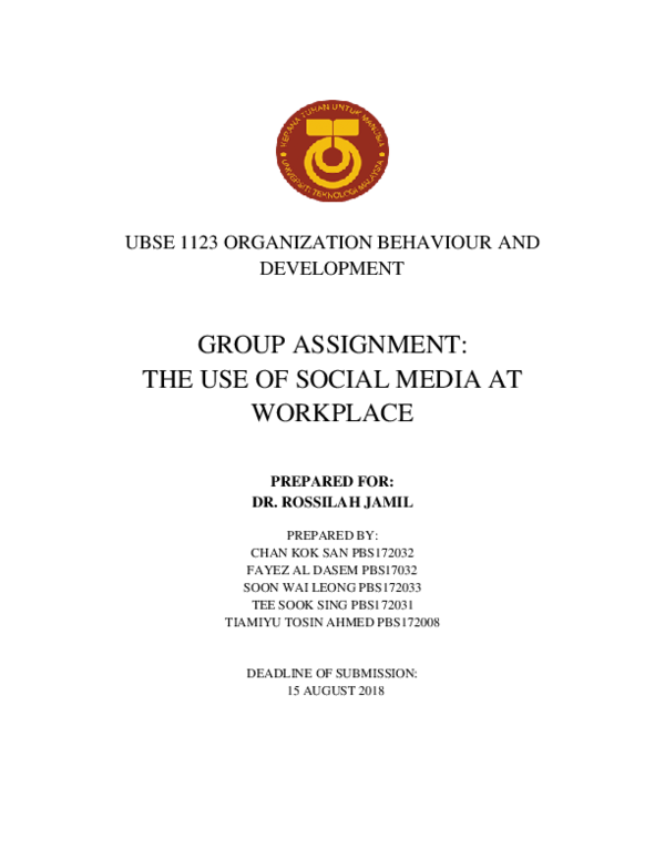 (DOC) UBSE1123 Group Assignment Social Media