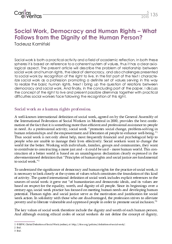 (PDF) Social Work, Democracy and Human Rights -What Follows from the ...