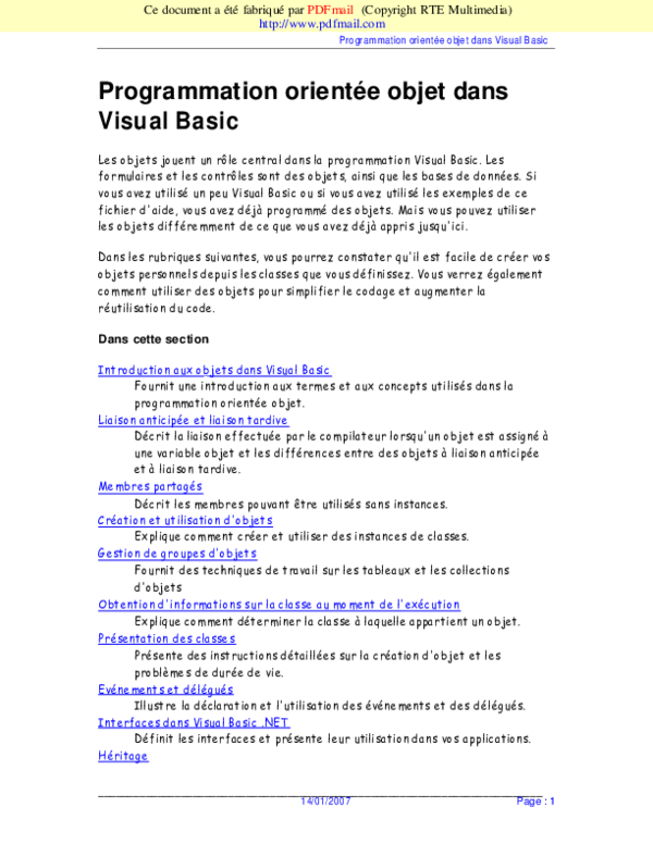 (PDF) Introduction aux objets dans Visual Basic Ce document a été ... (PDF) Introduction aux objets dans Visual Basic Ce document a été ...