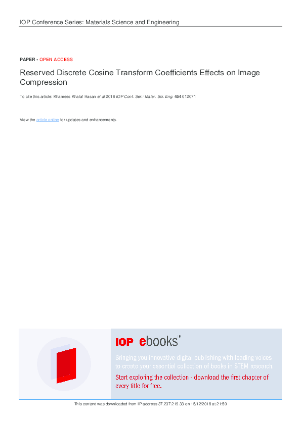 (PDF) Reserved Discrete Cosine Transform Coefficients Effects on Image Compression Reserved ...