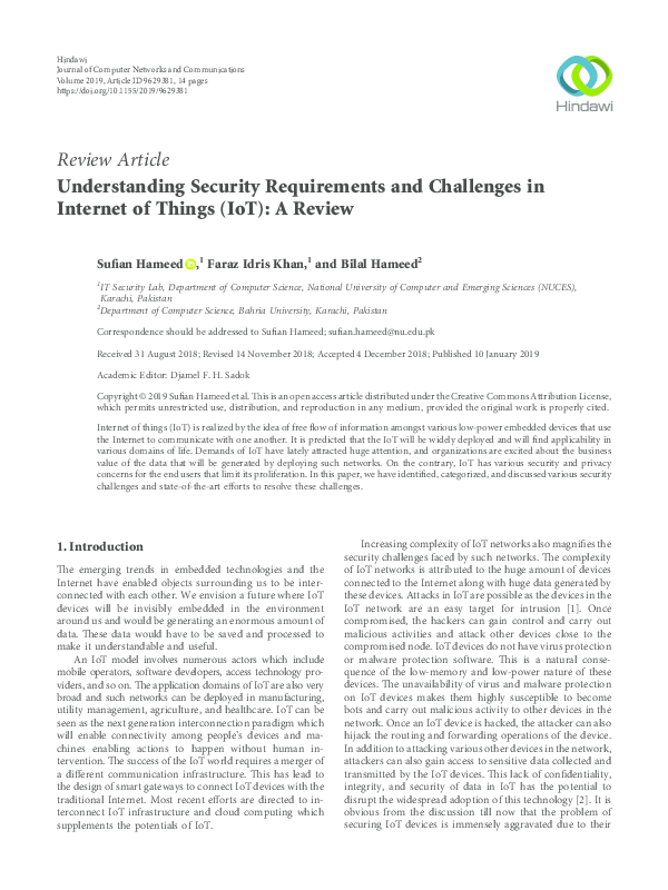 (PDF) Understanding Security Requirements and Challenges in Internet of ...