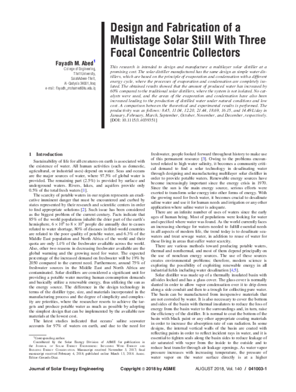 (PDF) Design and Fabrication of a Multistage Solar Still With Three ...