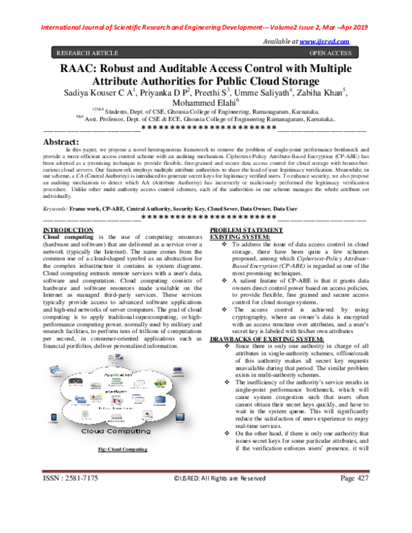 Pdf Dynamic And Robust Role Base Access Control Rbac From Multiple Authorities In Cloud
