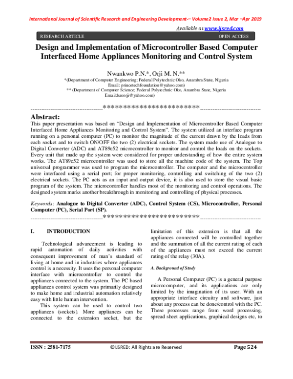 Pdf Design And Implementation Of Microcontroller Based Computer