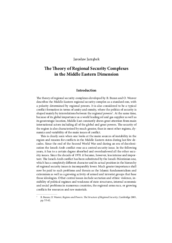 (PDF) The Theory of Regional Security Complexes in the Middle Eastern ...