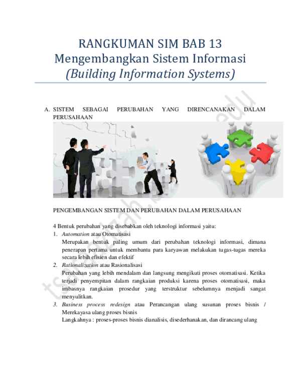 (PDF) RANGKUMAN SIM BAB 13 Mengembangkan Sistem Informasi (Building Information Systems