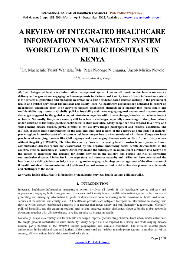 (PDF) A REVIEW OF INTEGRATED HEALTHCARE INFORMATION MANAGEMENT SYSTEM ...