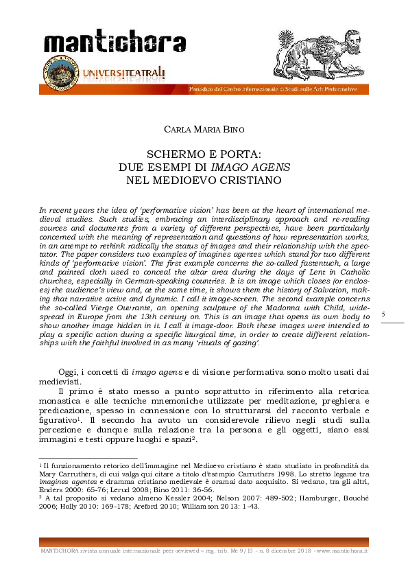 (PDF) Schermo e porta: due esempi di imago agens nel Medioevo cristiano