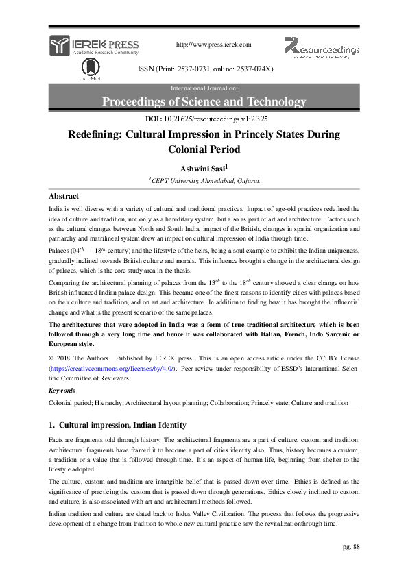 (PDF) Redefining: Cultural Impression in Princely States During ...