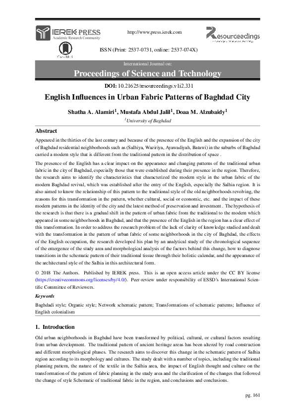 (PDF) English Influences in Urban Fabric Patterns of Baghdad City