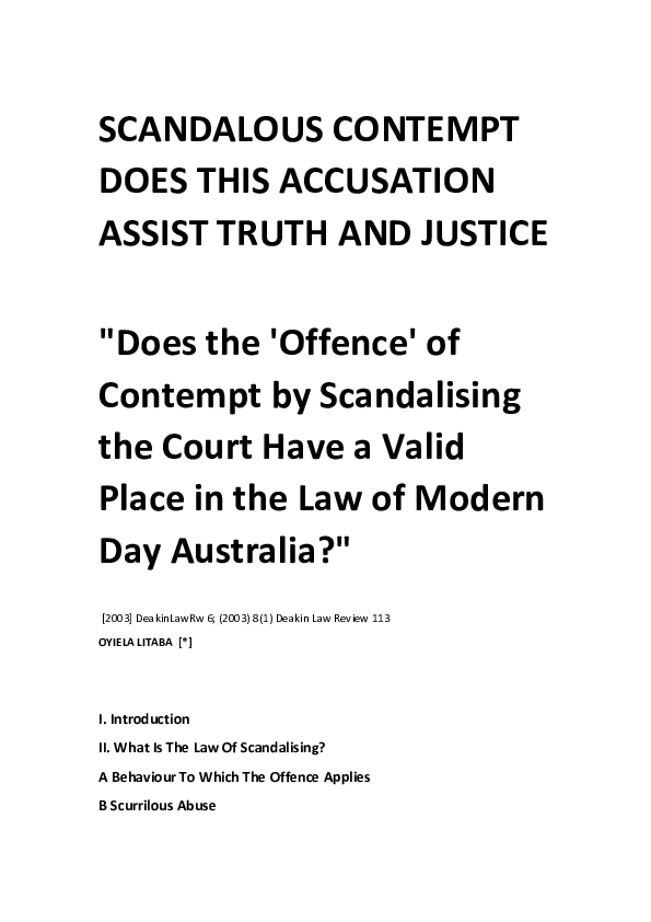 (DOC) SCANDALOUS CONTEMPT DOES THIS ACCUSATION ASSIST TRUTH AND JUSTICE