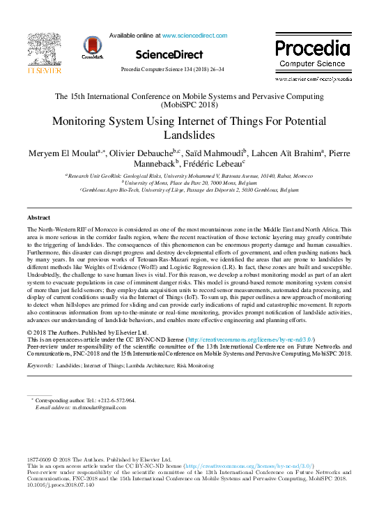 (PDF) Monitoring System Using Internet of Things For Potential Landslides