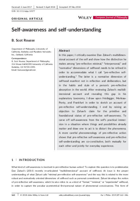 (PDF) Self-Awareness and Self-Understanding