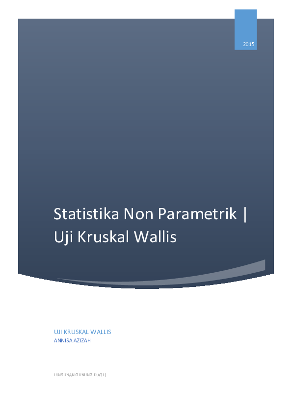 (PDF) Uji Kruskal Wallis | Statistik Non Parametrik